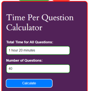 Time Per Question Calculator
